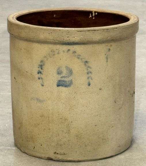 Antique 2 Gallon Monmouth Stoneware, Bottom Signed Crock - Kraft ...