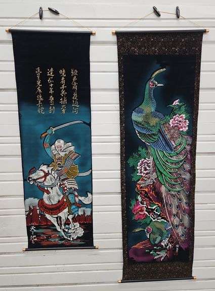 (G) Two Japanese Style Hanging Wall Scrolls - Kraft Auction Service, LLC