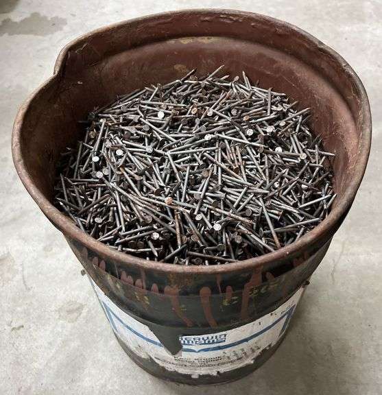 (AJ) 5 Gallon Metal Bucket Of Nails - Kraft Auction Service, LLC