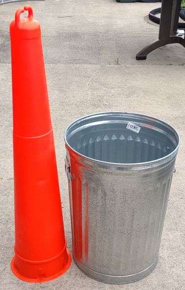 Safety Cone & Aluminum Trash Can - Kraft Auction Service, LLC
