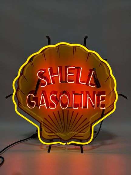 New Custom "Shell Gasoline" Two-Color Neon Sign - Kraft Auction Service ...