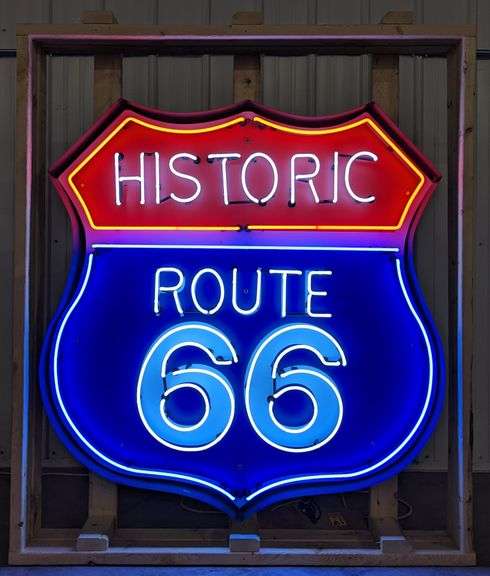 Custom Historic Route 66 Neon Sign - Kraft Auction Service, LLC