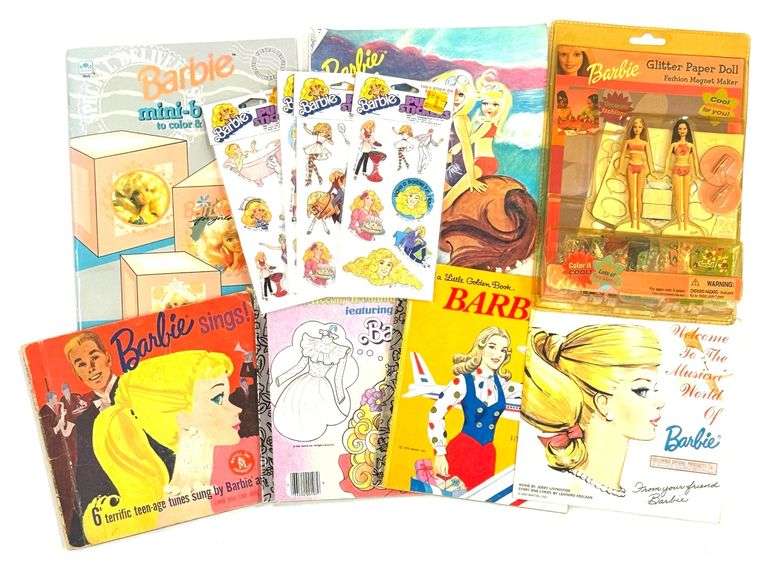1947-89 Various Barbie Books, Stickers & 2001 Glitter Paper Doll ...