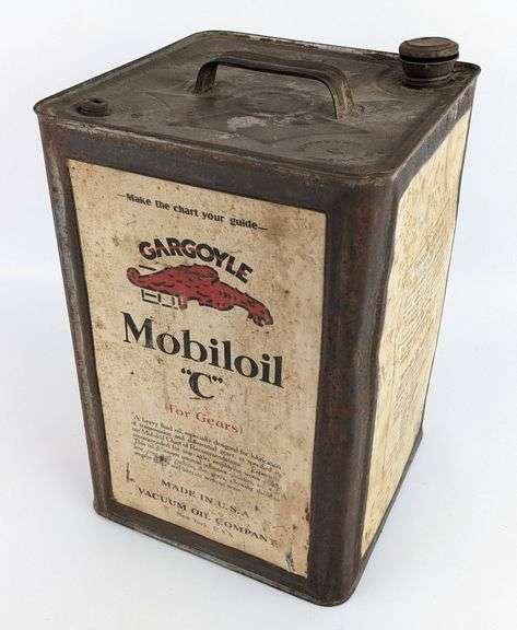 Early Gargoyle Mobiloil “C” Five Gallon Oil Can - Kraft Auction Service ...