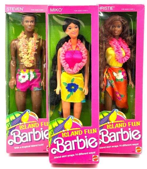Barbie 1987 Island Fun Miko Barbie, 1987 Island Fun Christie Barbie, 1987 Island Fun Steven ...