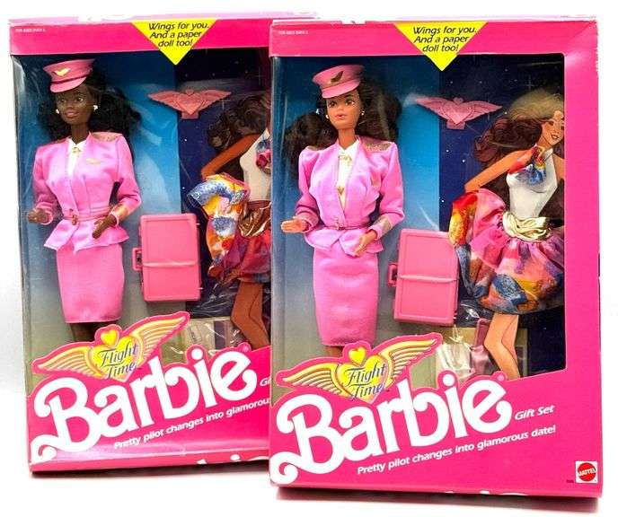 (2) Barbie 1989 Flight Time Pretty Pilot Gift Set Barbie Dolls - Kraft ...