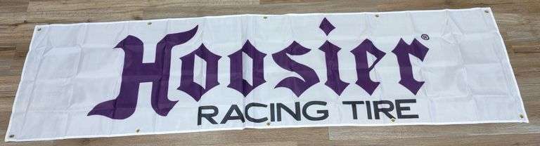 Nearly 8ft Hoosier Racing Tires Banner - Kraft Auction Service, LLC