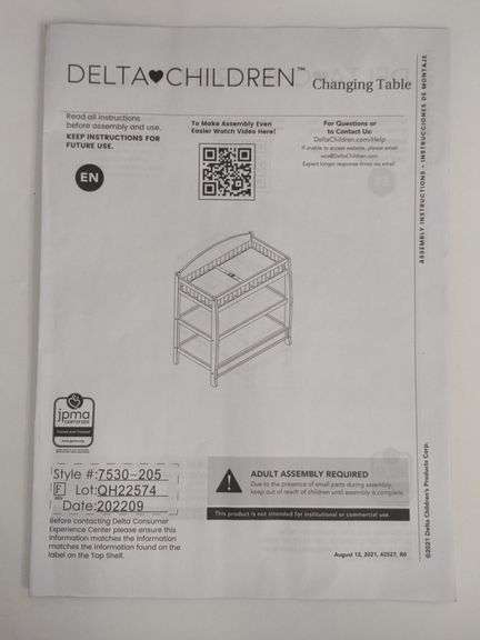 Delta Children's Changing Table - Kraft Auction Service, LLC