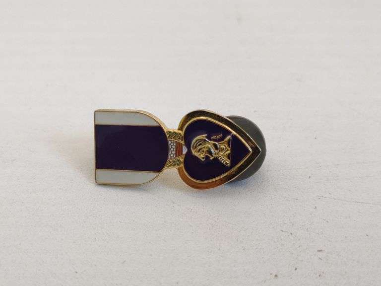 Various War Pins Incl. Purple Heart Pin, Infantry Officer Pins, WWII ...