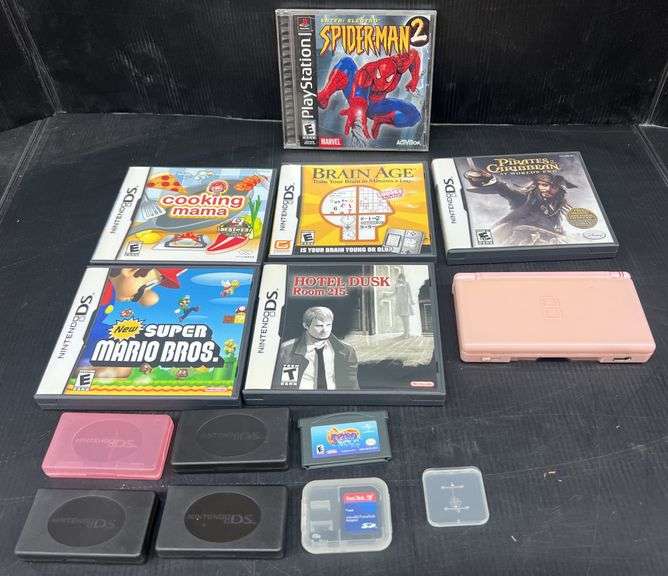 (F) Pink Nintendo DS Lite, Collection Of Video Games, Micro SD Card ...