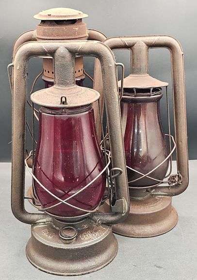 (AG)3 Ruby Red Glass Lanterns, Embury Defiance Lantern No.0, Marswells ...