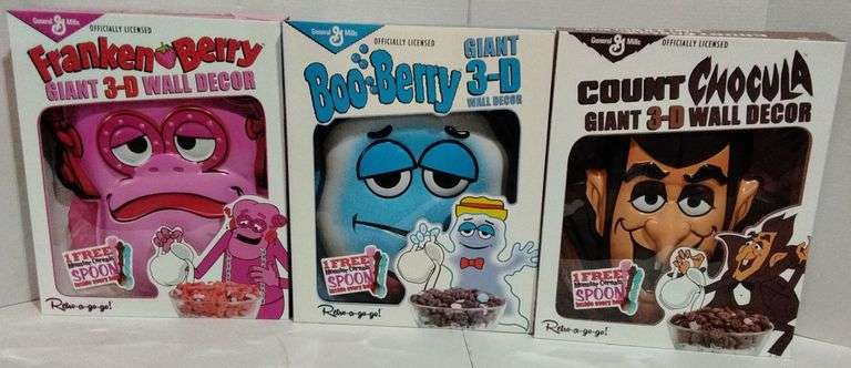(UV) Giant 3- D Wall Decor General Mills ,Franken Berry , Boo Berry , Count Chocula - Kraft ...