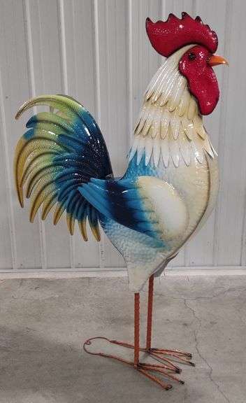 Giant 6ft Metal Rooster / Chicken Art Sculpture - Kraft Auction Service ...