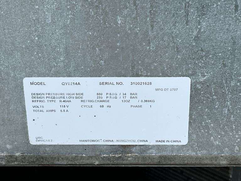 (AN) Manitowoc QY0214A Under Counter 220Lb Capacity Ice Machine ...
