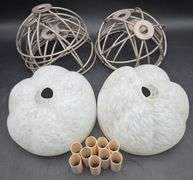 (KC) Vintage White Mottled Glass Lampshades and Bulb Guards - Kraft ...