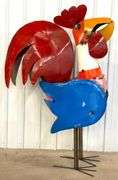 6ft Tall Metal Art Rooster Sculpture - Kraft Auction Service, LLC