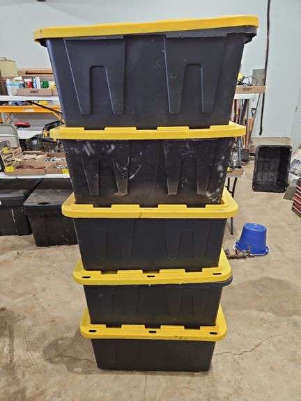(5) Tough Box Brand 27 Gallon Storage Tote's. - Kraft Auction Service, LLC