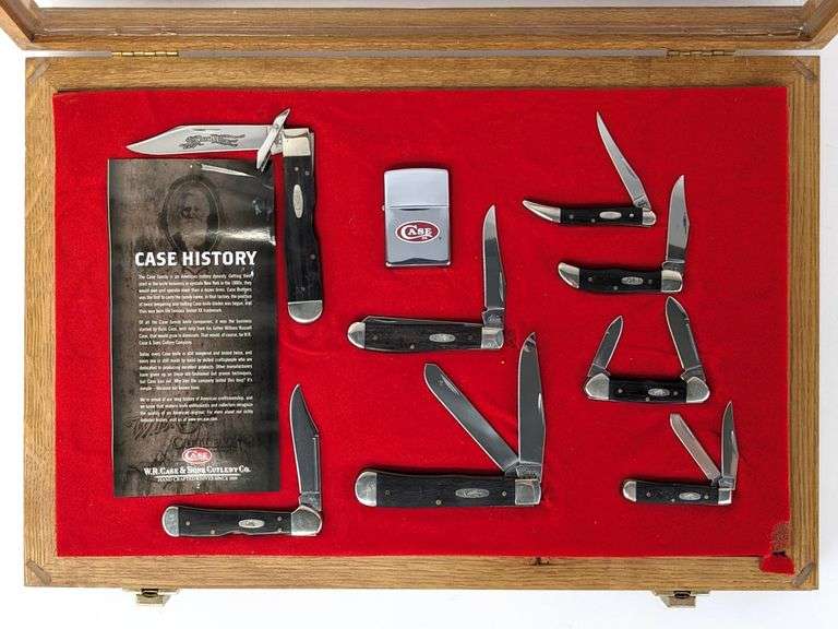 2004 Case XX Smooth Ebony Wood Knife Display Set - Kraft Auction ...