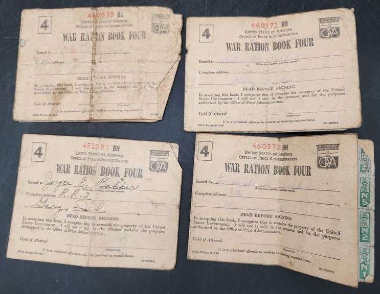 (O) 1943 Ration Books & Stamps - Kraft Auction Service, LLC