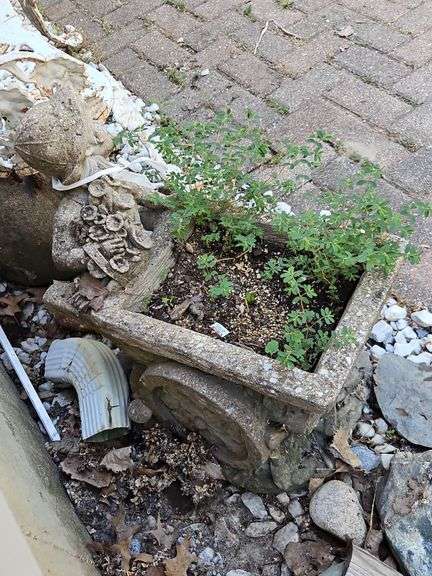 Concrete Cast Flower Pot. - Kraft Auction Service, LLC
