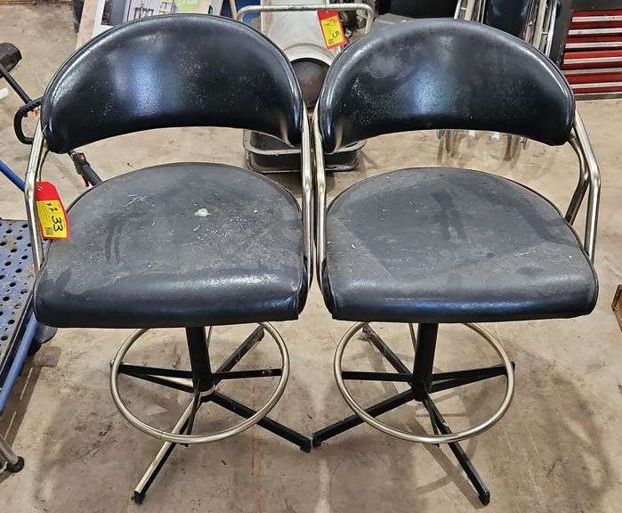 (2) Retro Black Vinyl Swivel Chair's. - Kraft Auction Service, LLC