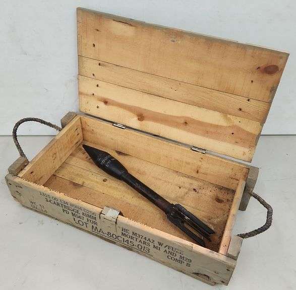 (II) Wood Mortar Crate And Mortar - Kraft Auction Service, LLC