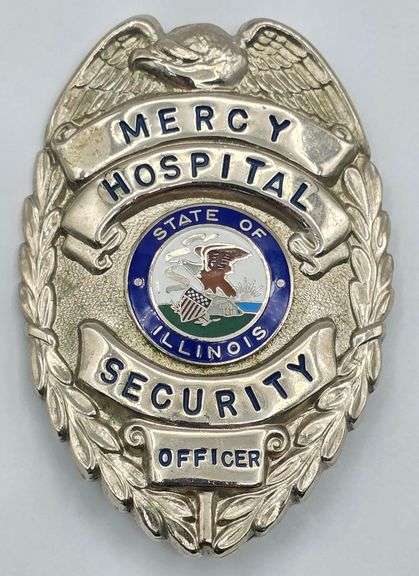 Obsolete Chicago Mercy Hospital Security Officer Shield Badge - Kraft ...