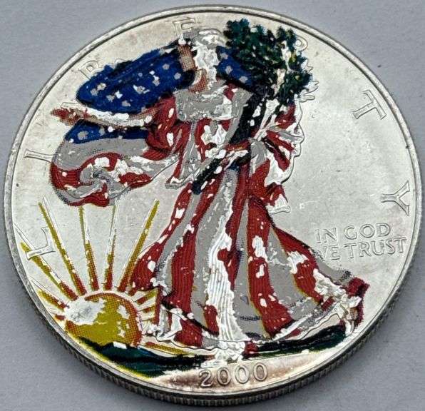2000 Painted Silver Eagle One Dollar Coin 1 OZ Silver - Kraft Auction ...