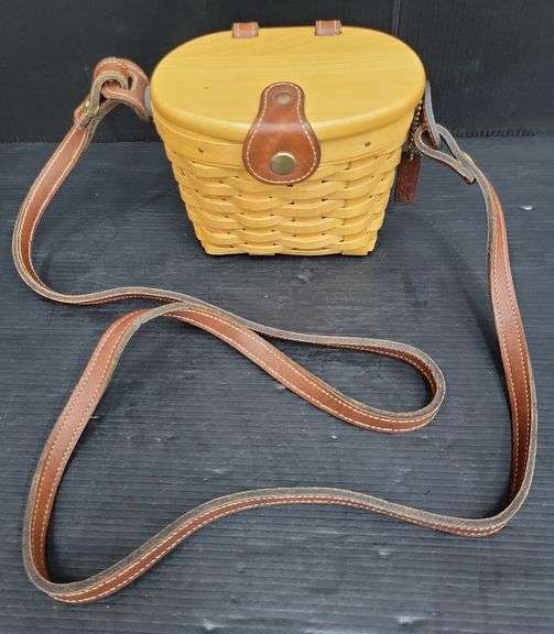 (AZ) Longaberger Small Saddlebrook Shoulder Strap Hand Woven Basket ...