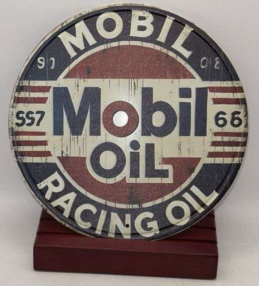 METAL ADVERTISING Mobil Racing Oil Sign 7 3/4” - Kraft Auction Service, LLC