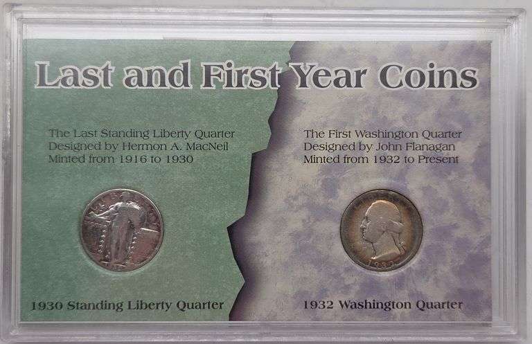Silver Quarters Last and First Year Coins 1930 Standing & 1932 ...