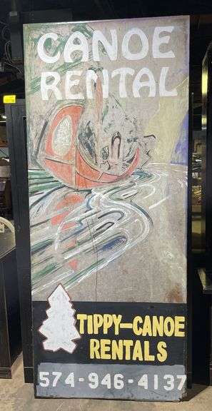 (QR) Tippy-Canoe Rental Wooden Sign - Kraft Auction Service, LLC