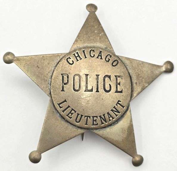 Obsolete Chicago Police Lieutenant 5-Point Star Badge - Kraft Auction ...
