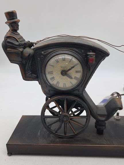 (F) United Metal Goods 701 Horse Carriage Shelf Clock - Kraft Auction ...