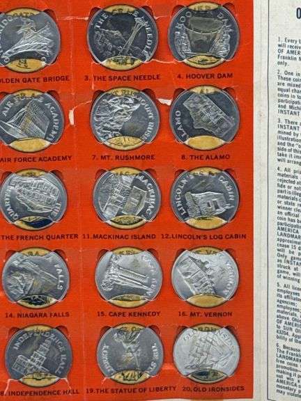 (JT) Vintage 1969 Sunoco Landmarks of America 20 Coin Set - Kraft ...