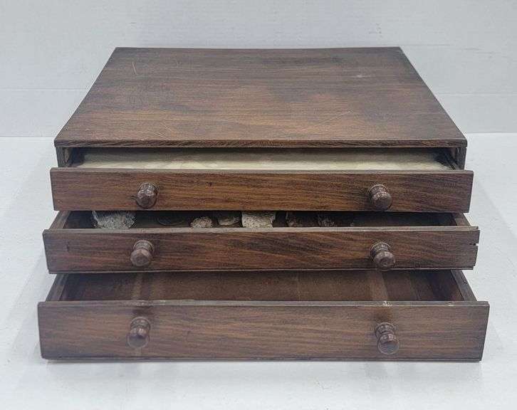 (F) Three-Drawer Wood Storage-Display Cabinet - Kraft Auction Service, LLC