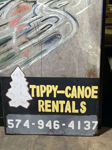(QR) Tippy-Canoe Rental Wooden Sign - Kraft Auction Service, LLC