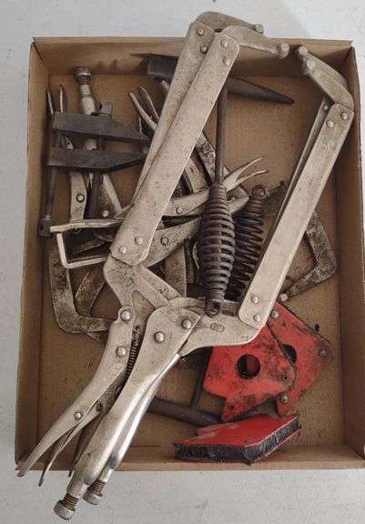Locking C-Clamps, Pliers, & Welding Chipping Hammer - Kraft Auction ...