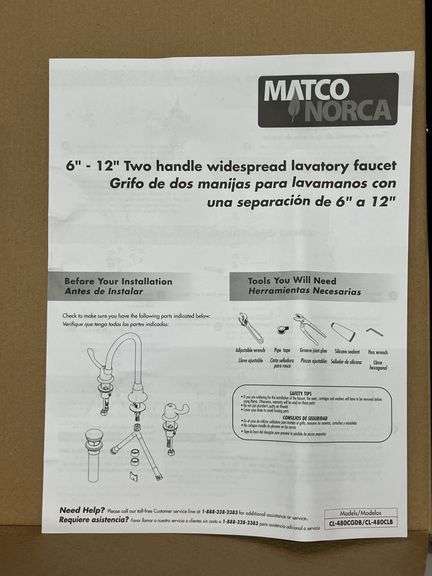 (WE) Matco Norca Classic Series. Two Handle Widespread Lavatory Faucet ...