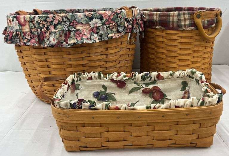 (AZ) Longaberger Small Gathering/Pantry Basket, Small Oval Wastepaper ...