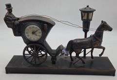 (F) United Metal Goods 701 Horse Carriage Shelf Clock - Kraft Auction ...