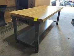 Metal & Wooden Work Shop Table - Kraft Auction Service, LLC