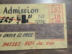 Painted Wood Admissions Sign - Kraft Auction Service, LLC