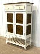 Vtg. Wooden Painted Distressed Pie Safe With Punch Tin Panels - Kraft ...