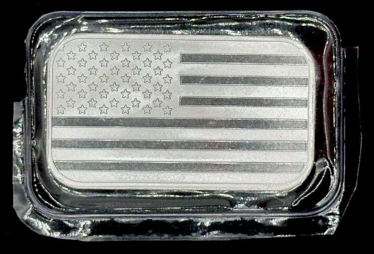 1oz .999 Fine Silver Bar, American Flag Design - Kraft Auction Service, LLC