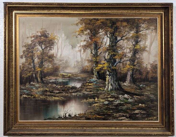 Altman Fall Woodland Landscape Oil Painting On Canvas - Kraft Auction ...