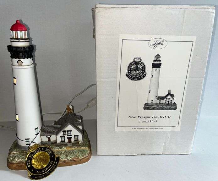 1997 Lefton Ceramic Lighthouse Lamp ‘New Presque Isle’ With Lightbulb ...