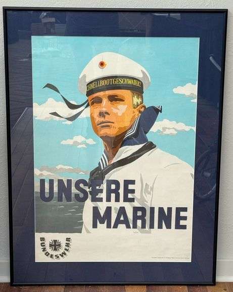 Vintage German Navy (Marine) Recruitment Poster Titled "Unsere Marine ...
