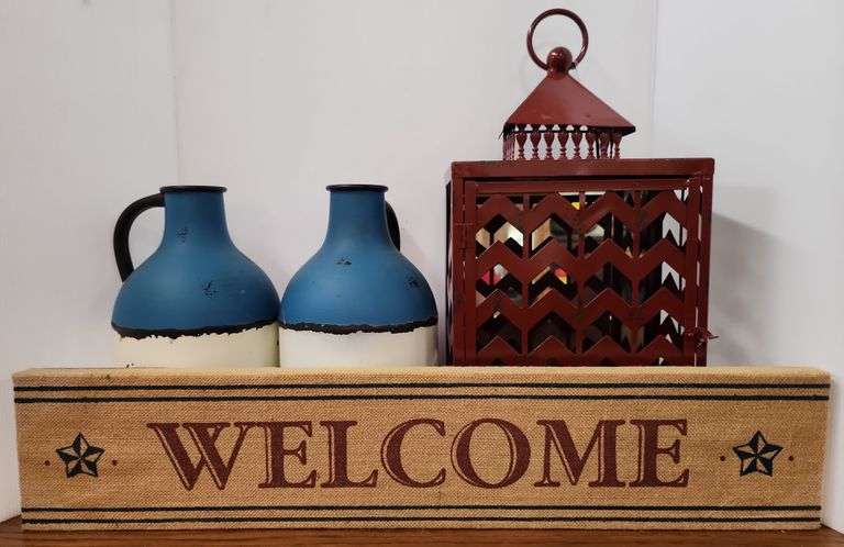 Jugs, Lantern, & Welcome Sign - Kraft Auction Service, LLC