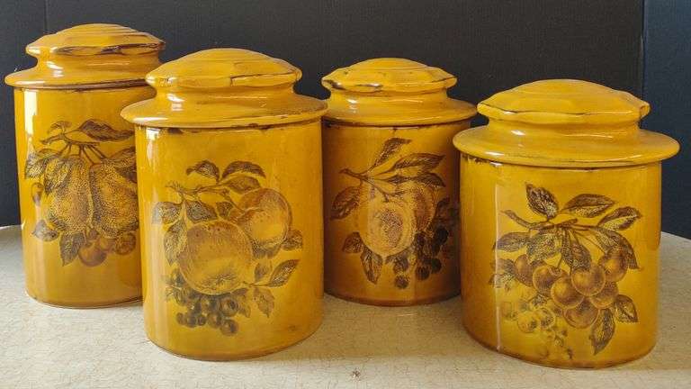 Ceramic Lidded Cannisters w/ Fruit Design - Kraft Auction Service, LLC